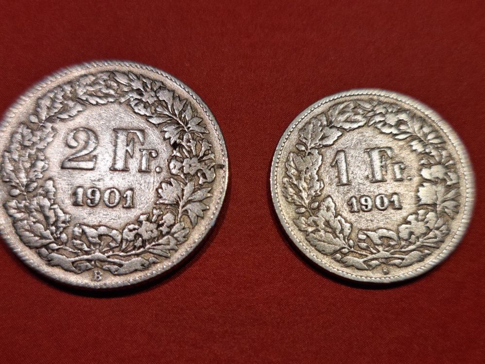 2fr und 1Fr silber 1901 selten ab 1Fr (Gebraucht) in Wil SG für CHF 44 – mit Lieferung auf ...