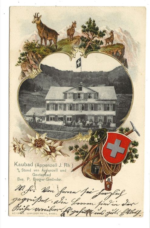 Restaurant Kaubad - Appenzell - Passepartout-Litho - 1903 | Kaufen auf Ricardo