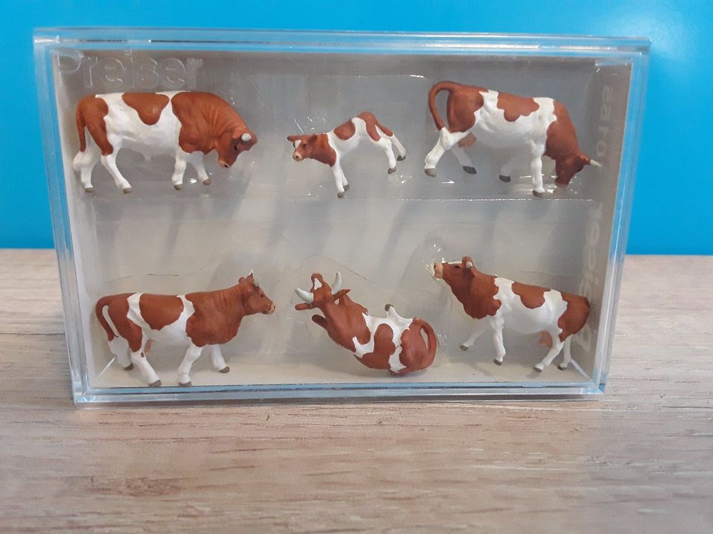 Modellbahn _ Kühe mit Bulle _ Preiser 10155 _ 1:87 _ Spur H0 | Kaufen ...