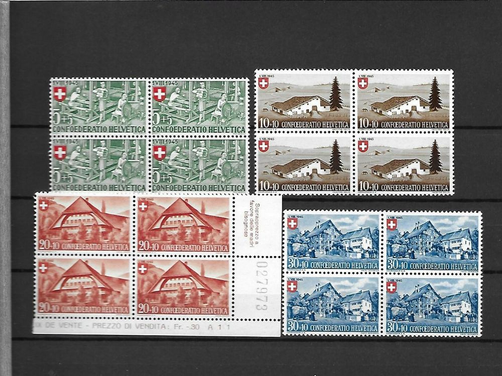 PP ** Viererbl. 1945 Kat: CHF 100.- (Neu (gemäss Beschreibung)) in Basel für CHF 4 – mit ...