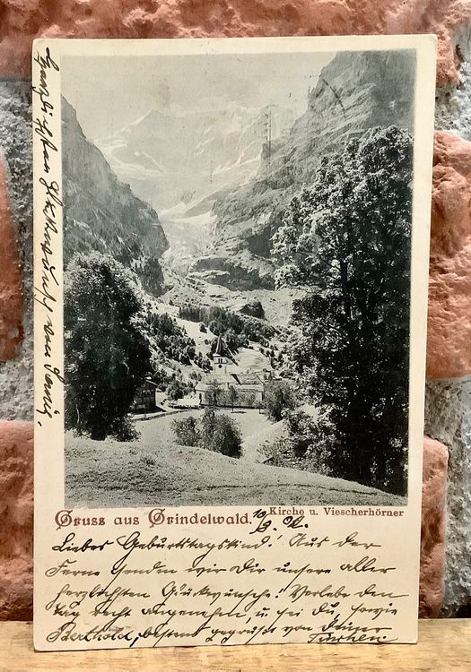 1902 Antike AK - GRUSS AUS GRINDELWALD - Kirche & Wetterhorn (Gebraucht) in Root für CHF 1 – mit ...