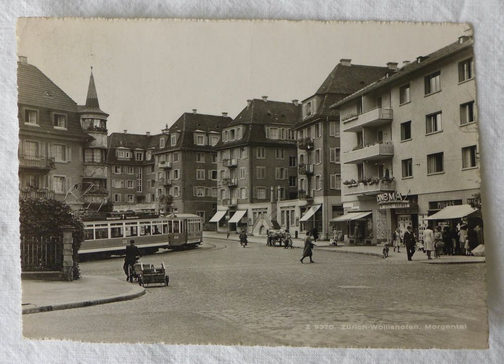 AK ZÜRICH-WOLLISHOFEN, Morgental, Tram, Kino, belebt (Gebraucht) in Wallisellen für CHF 20 – mit ...
