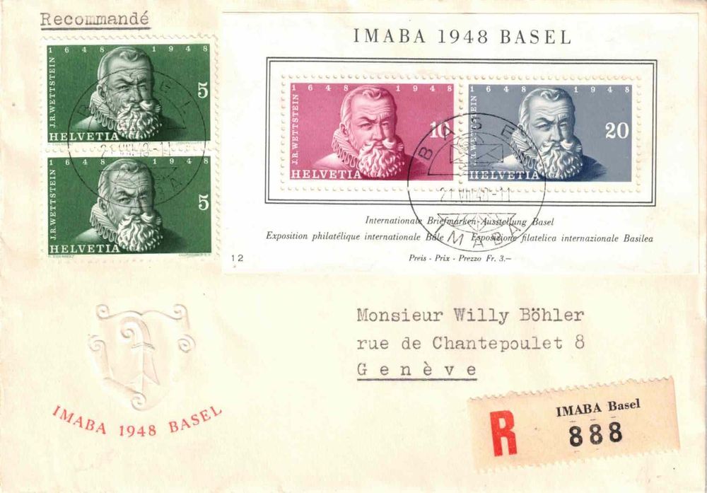 1948 IMABA Block auf Combo FDC mit Werbemarke | Kaufen auf Ricardo