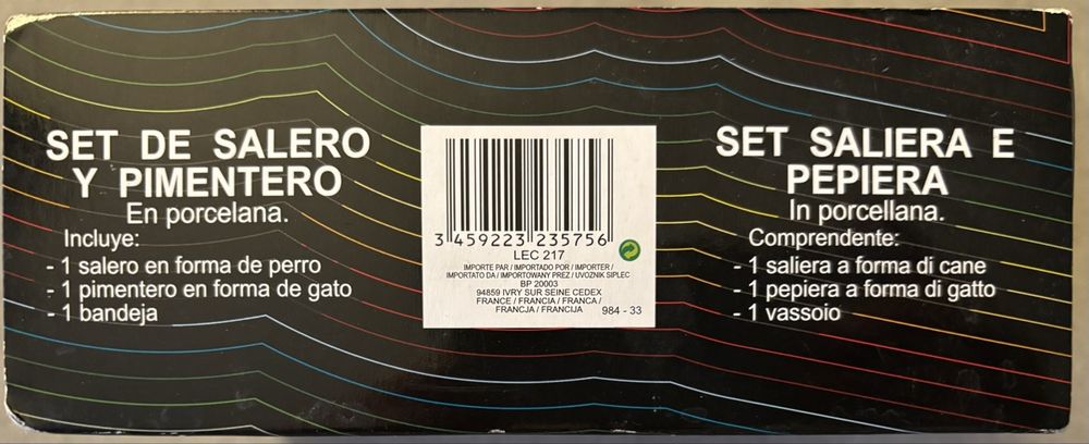 Set salière et poivrier en porcelaine, chien et chat (Neuf (Voir ...