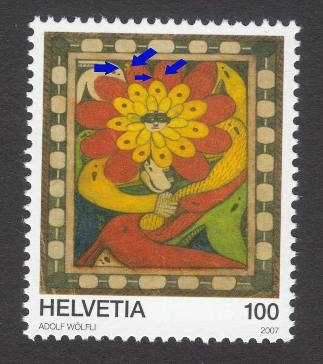 Abart: 2 seltene top Putzer auf Adolf Wölfli postfrisch (Neu und originalverpackt) in Brienz BE ...