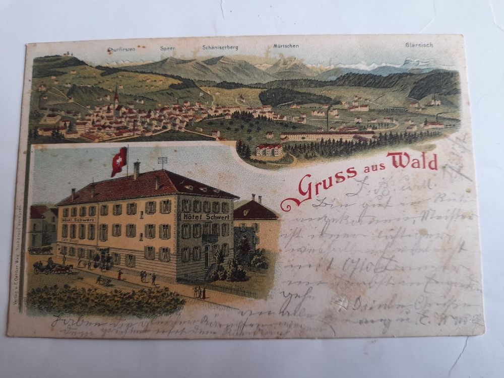 Litho "Gruss aus Wald" Hotel Schwert" 1907 (Gebraucht) in Eptingen für CHF 12 – mit Lieferung ...