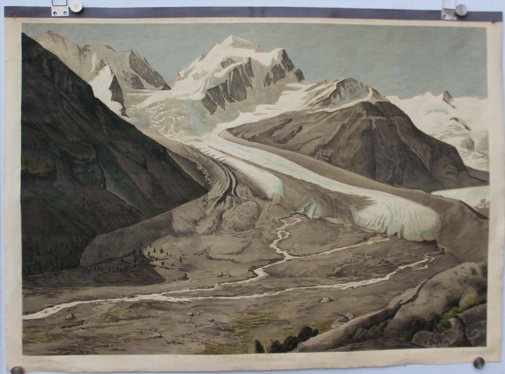 ⭐Schulwandbild Gletscher (Tschierva-Rosegg) Viktor Surbek @s (Gebraucht ...