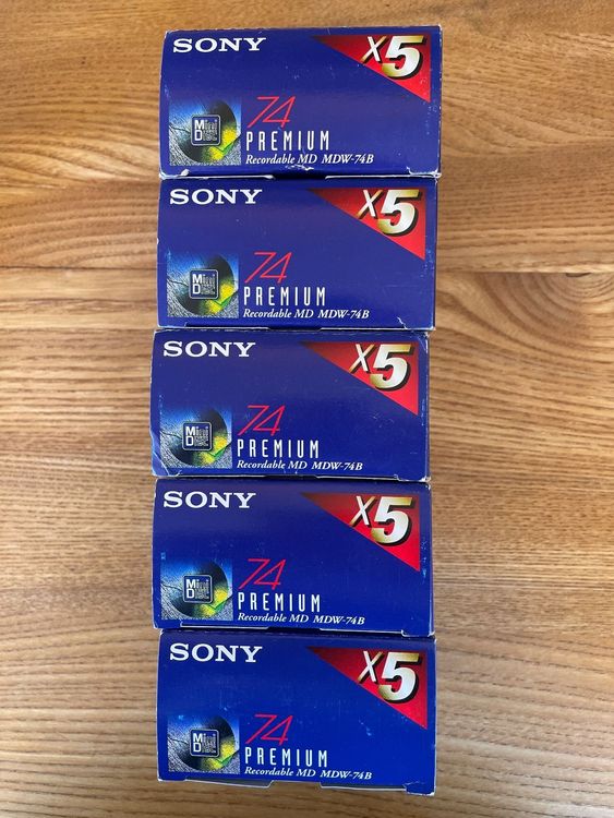 5x Sony MiniDisc MD 74 Min. Premium (Neu/OVP) (Neu und originalverpackt ...