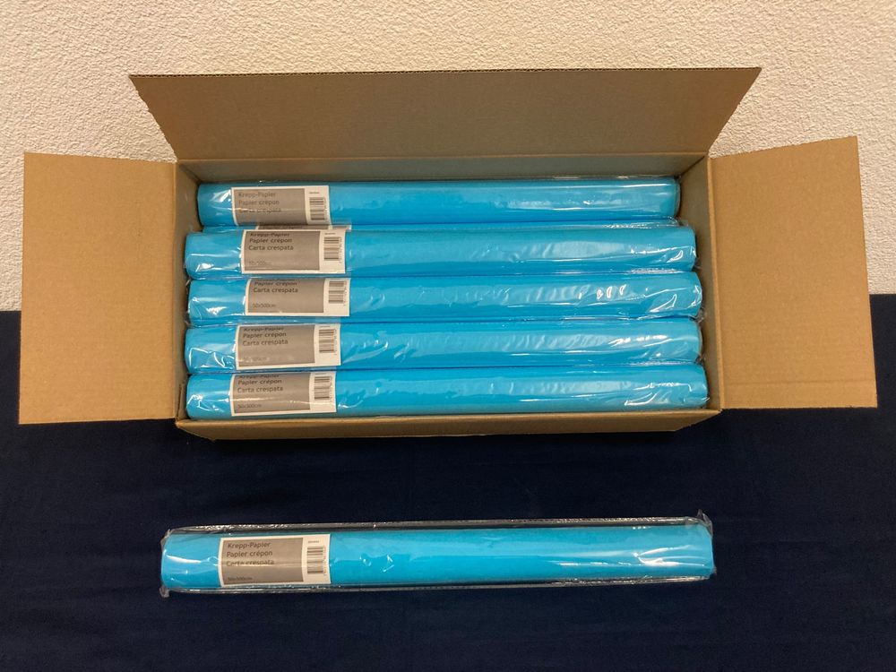 Krepp-Papier hell-blau Karton mit 15 Rollen 50 x 500 cm | Kaufen auf ...