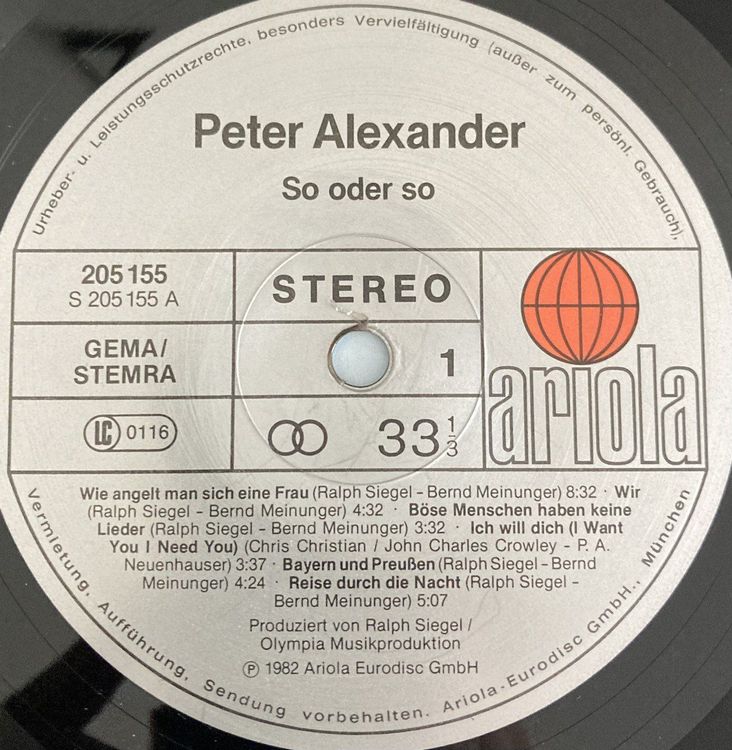 Peter Alexander - So oder So LP °1982° (Neu (gemäss Beschreibung)) in Wettingen für CHF 1 – mit ...