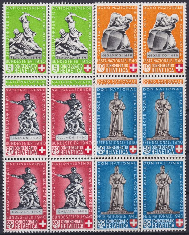 1940, B3-B6 ** (P.Partia)postfrische Viererblöcke, Kat: 60.- (Gebraucht ...