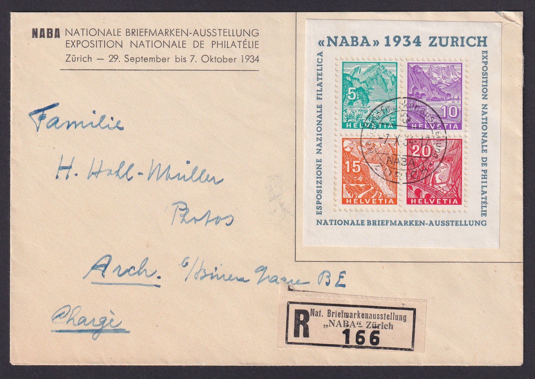 W1, NABA-Block 1934 auf Brief von Zürich, Kat: 850.- (Gebraucht) in ...