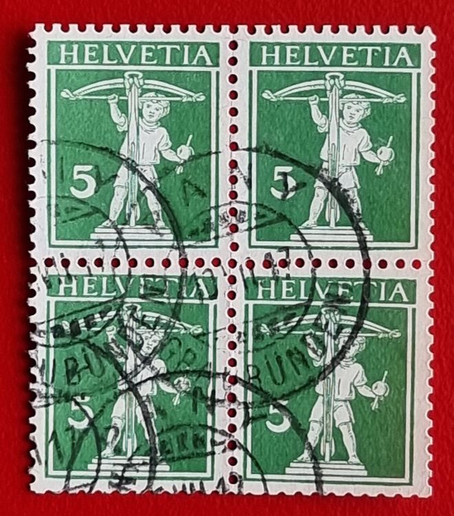 TELLKNABE 125 III VIERERBLOCK VOLLSTEM. PANY GRAUBÜNDEN 1911 | Kaufen auf Ricardo