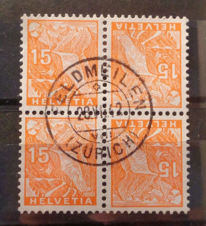 SCHWEIZ 1935: Kehrdruck-Viererblock 15 C, O Feldmeilen | Kaufen auf Ricardo