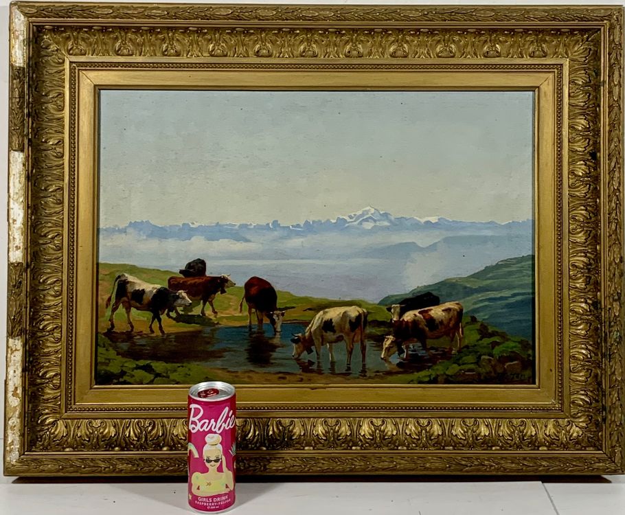Edouard Metton (1856-1927) Berglandschaft mit Kühe Gemälde | Kaufen auf ...