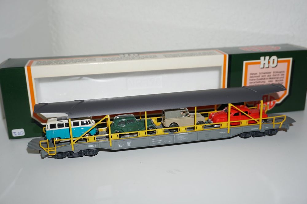 HAG 371 - BLS Autoverladewagen mit 4 Autos H0/DC (Gebraucht) in Matten ...