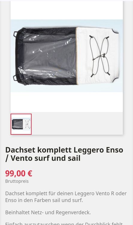 Dachset Veloanhänger Leggero Vento R, neuwertig | Kaufen auf Ricardo