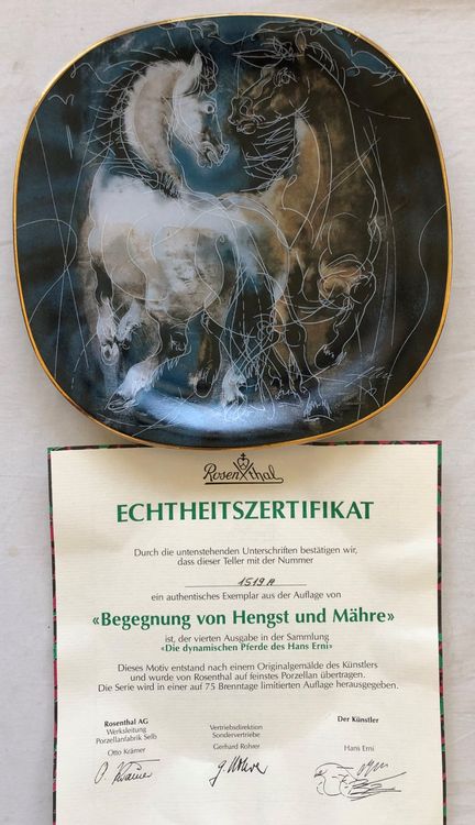 Hans Erni - Rosenthal - Teller - "Dynamische Pferde" - 4Stck (Gebraucht) in Schaffhausen für CHF ...