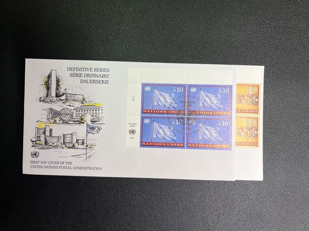 UNO Genf Serie im 4er Block auf FDC 1997 (Gebraucht) in oberrüti für CHF 0.8 – mit Lieferung auf ...