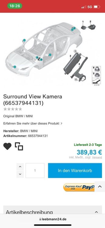 bmw frontkamera 66537944131 66535A0F6D7 (Gebraucht) in uster für CHF ...