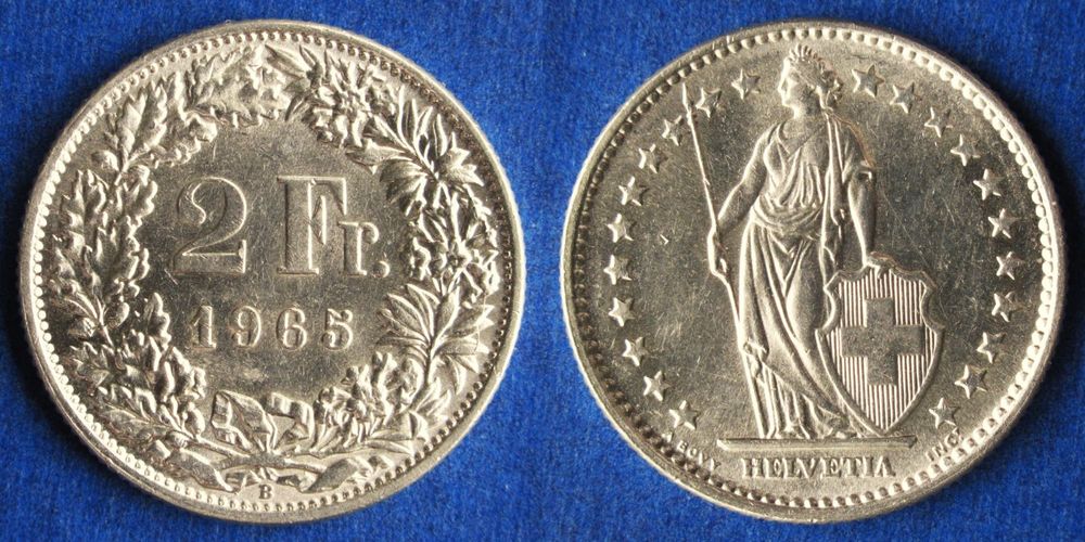 original 2 FRANKEN 1965 Ag Silber Schweiz Suisse Svizzera | Kaufen auf Ricardo
