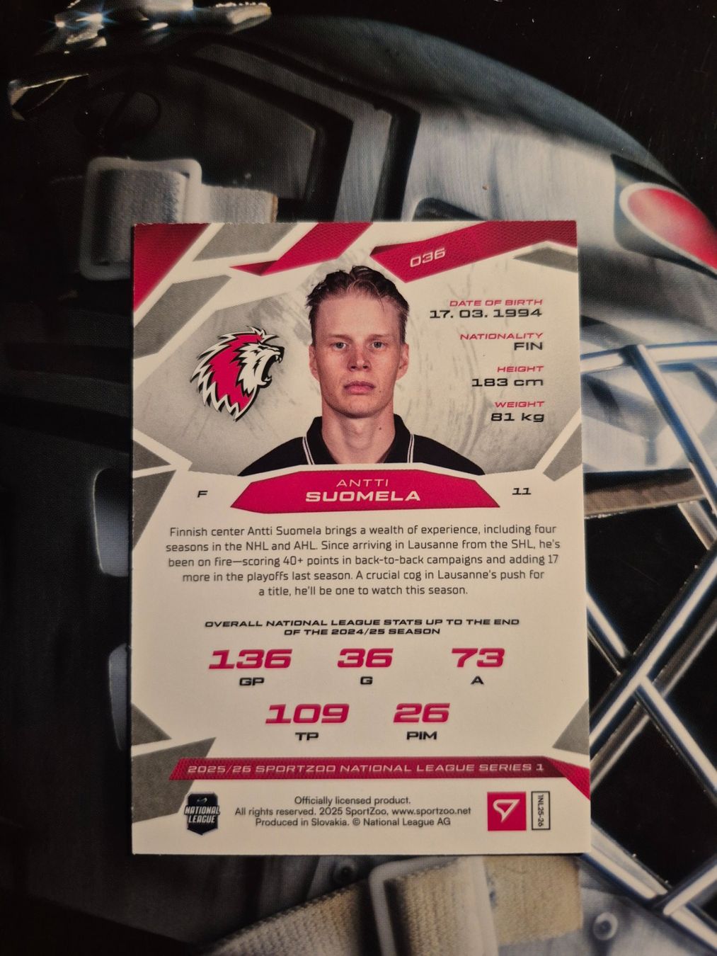 Antti Suomela HC Lausanne 2025/26 Sportzoo (Gebraucht) in Treiten für ...