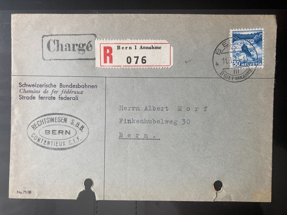 CH 1945 R-Brief SBB Rechtswesen Bern 30Rp.Rheinfall | Kaufen auf Ricardo