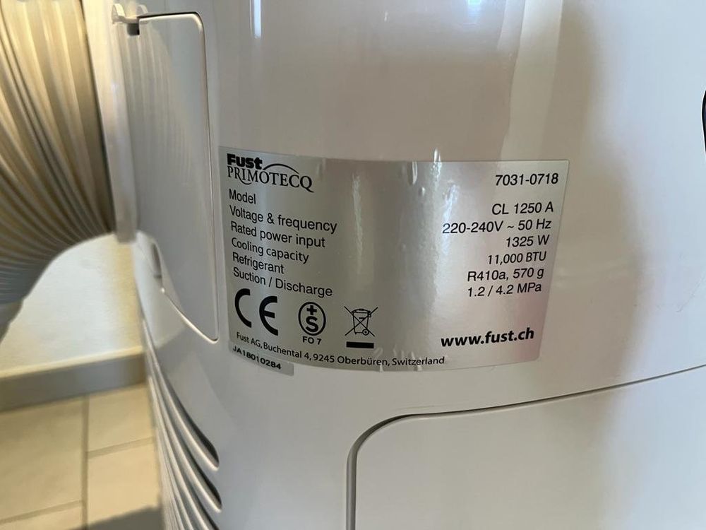 Mobiles Klimagerät Fust Primotecq Typ CL 1250 A (Gebraucht) in ...