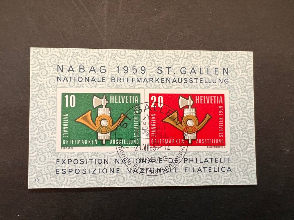NABAG-Block W38 21.VIII.59 VOLLSTEMPEL (2290) (Gebraucht) in Hinwil für ...