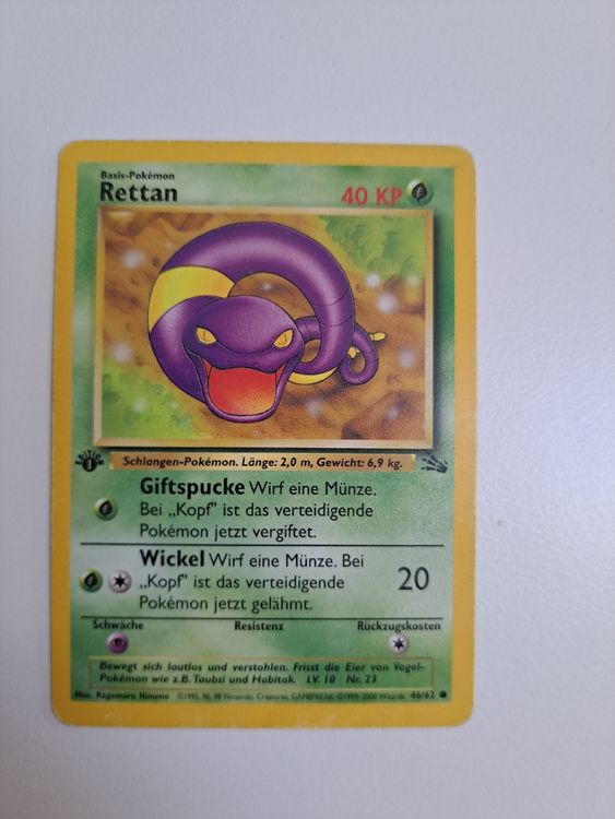 Carte Pokémon Rettan 40PV Vintage 1ère édition DE | Kaufen auf Ricardo