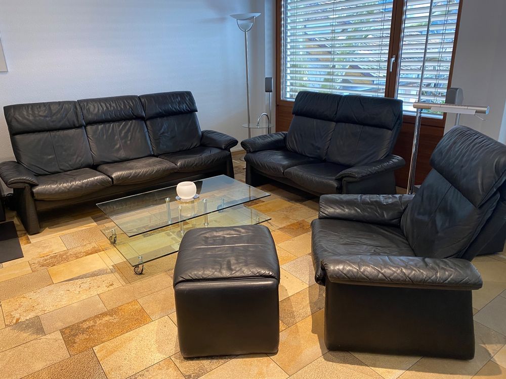 Sofa Leder schwarz | Kaufen auf Ricardo