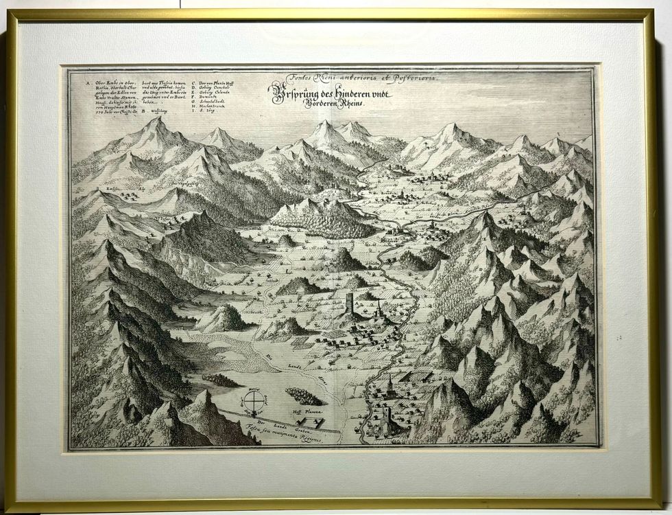 Merian: Ursprung des Rheins, um 1650 - - 8 Beobachter/innen (Gebraucht ...