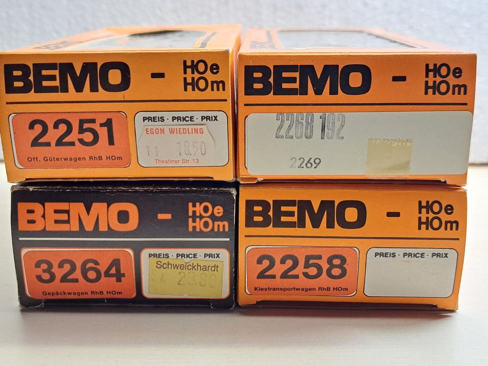 4 BEMO Güterwagen RhB 2251, 2258, 2264, 2268 mit OVP | Kaufen auf Ricardo