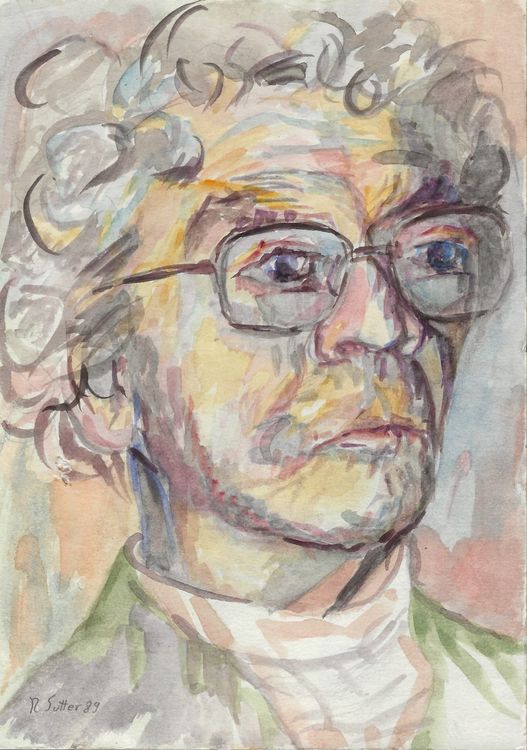 Aquarell, Portrait Hans Erni, Kunstmaler - R. Sutter, 1989 (Gebraucht) in Frauenfeld für CHF 19 ...