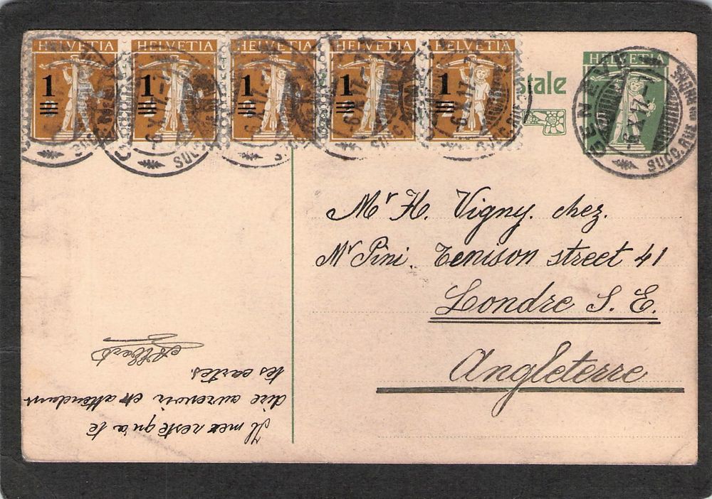 GS Tellknabe 5 Rp mit 5er streifen aufbrauchsausgabe, 1917 (Gebraucht) in Reichenburg für CHF 17 ...