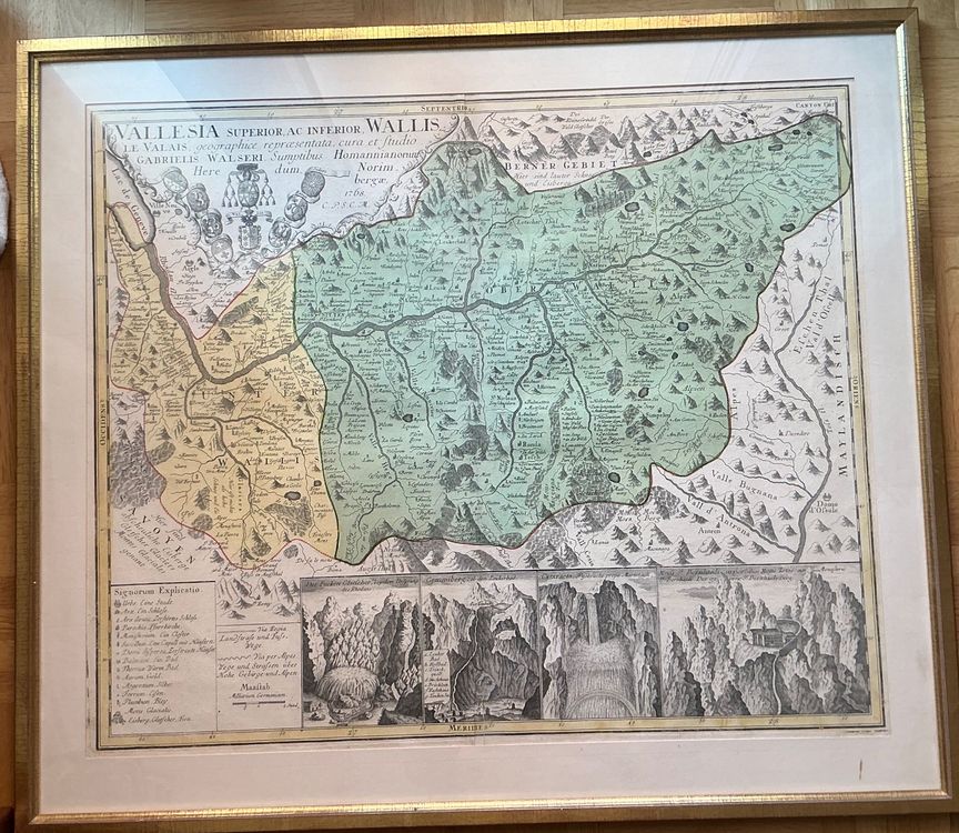 Merian antike Walliser Landkarte - Vallesia 1768. (Gebraucht) in Crans ...
