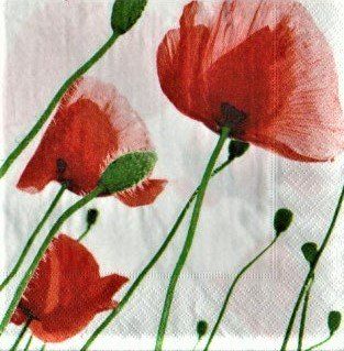2 Servietten drei Mohnblumen | Kaufen auf Ricardo