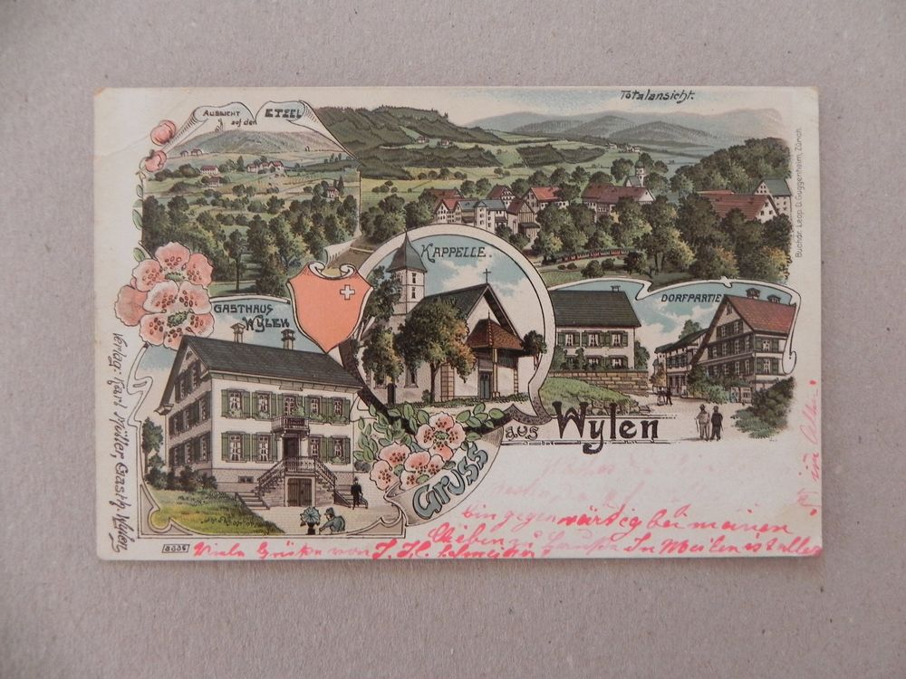 Litho Karte Wylen Wilen bei Wollerau Höfe SZ Gasthaus 1904 (Gebraucht ...