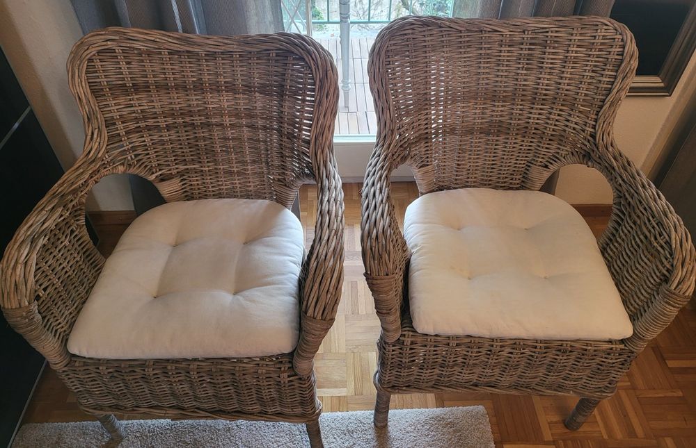 Ikea Byholma Sessel Rattan inkl. Kissen 2 Stück | Kaufen auf Ricardo
