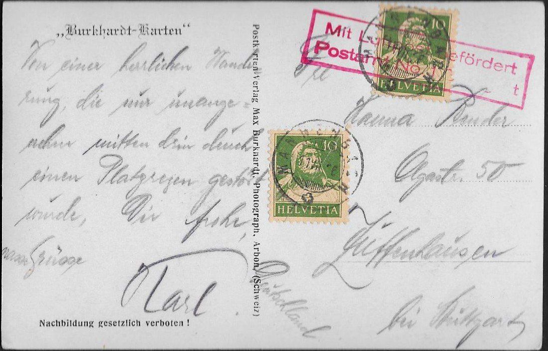 1926 AK MANNEBACH o per Flugpost Stuttgart Ankunft-o ab 1.- (Gebraucht ...