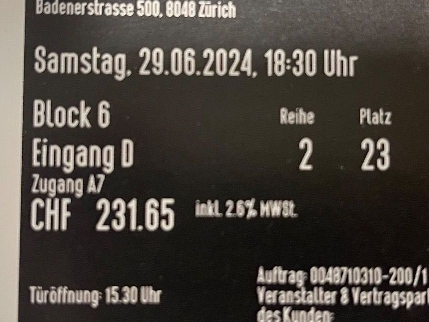 1x AC DC - SITZPLATZ - Letzigrund ZÜRICH - 29.6.2024 | Kaufen auf Ricardo