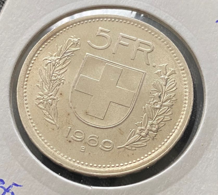Schweiz 5.- Silber-Franken 1969 Ag 0.835 (Gebraucht) in Speicher für CHF 8 – mit Lieferung auf ...