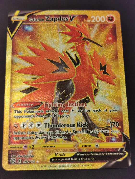 Pokemon Galarian Zapdos V Gold 182/172 (Gebraucht) in Bürglen UR für ...