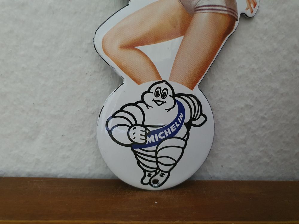 Emailschild Michelin Bibendum Pin Up Girl Emaille Schild | Kaufen auf ...