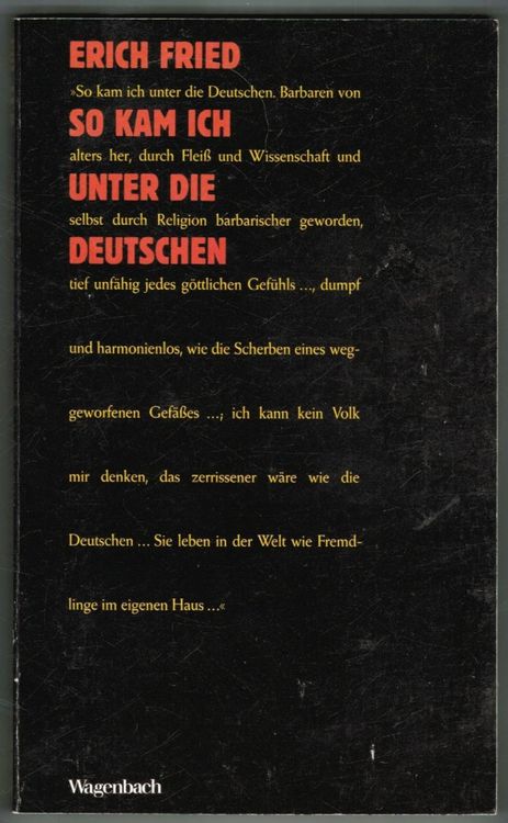 Erich Fried; So kam ich unter die Deutschen. Gedichte * (Gebraucht) in ...