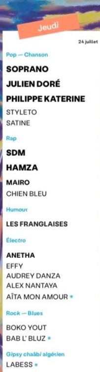 Billet Paléo Festival jeudi 24 juillet SDM / Soprano / Hamza (Neuf avec ...