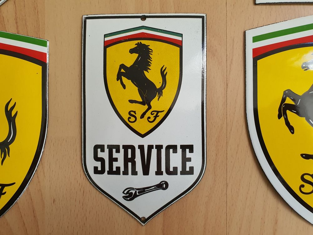 Emailschild Ferrari Wappen Logo Service Emaille Schild Retro (Neu ...
