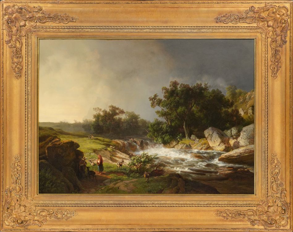 Johann Gottfried Steffan: Flusslandschaft mit Hirtenpaar (Gebraucht) in ...