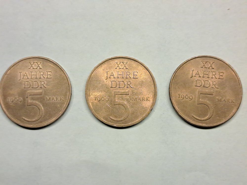 3er Serie 20 Jahre DDR, 5 Mark Stücke 1969 | Kaufen auf Ricardo