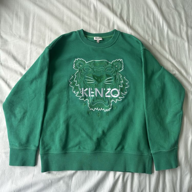 Kenzo Paris Sweater grün mit Tigerkopf Gr. XS | Kaufen auf Ricardo